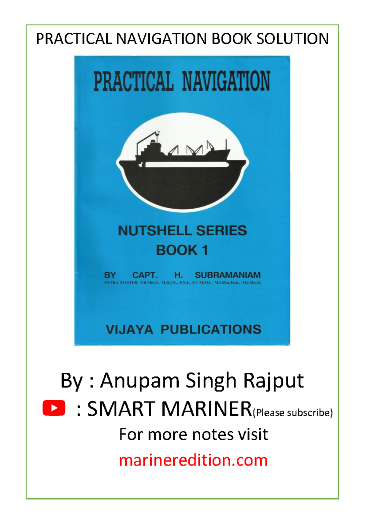 Practical navigation book solution - PRACTICAL NAVIGATION BOOK SOLUTION By : Anupam Singh Rajput ...