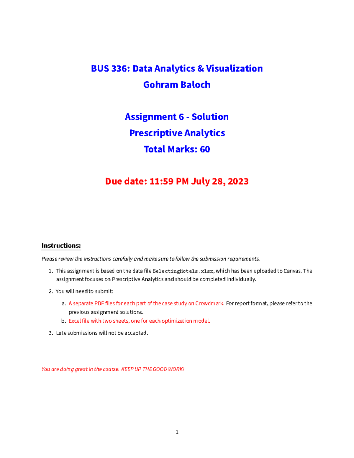 Assignment 6 Solution - BUS 336: Data Analytics & Visualization Gohram ...