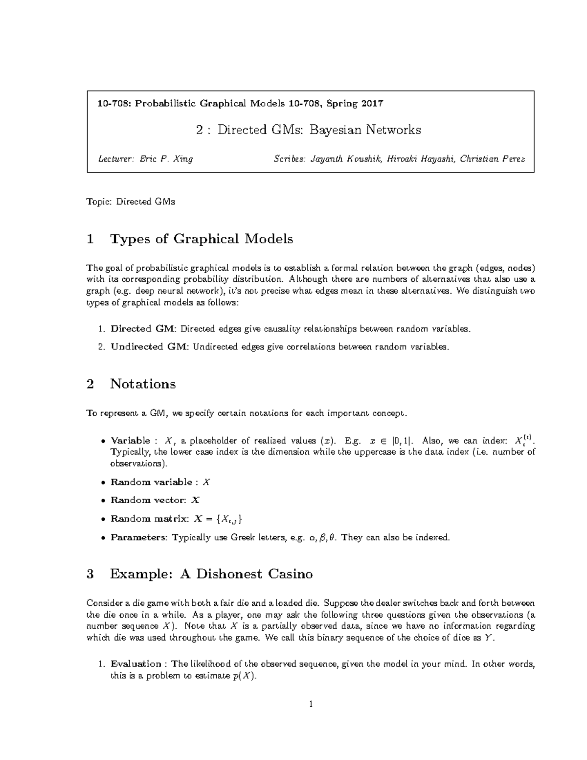 10708-scribe-lecture 2 - 10-708: Probabilistic Graphical Models 10-708 ...