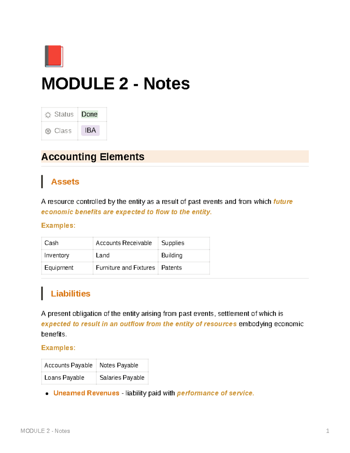 IBA Module 2 - Notes - 📕 MODULE 2 - Notes Status Done Class IBA ...