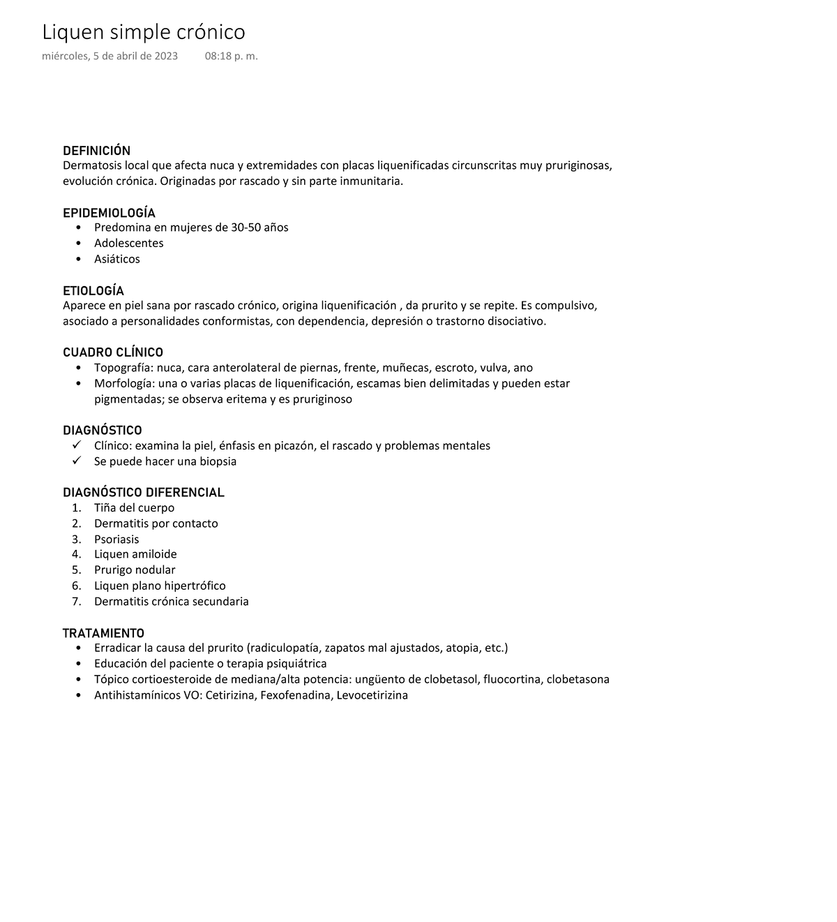 Liquen simple crónico - DEFINICIÓN Dermatosis local que afecta nuca y ...