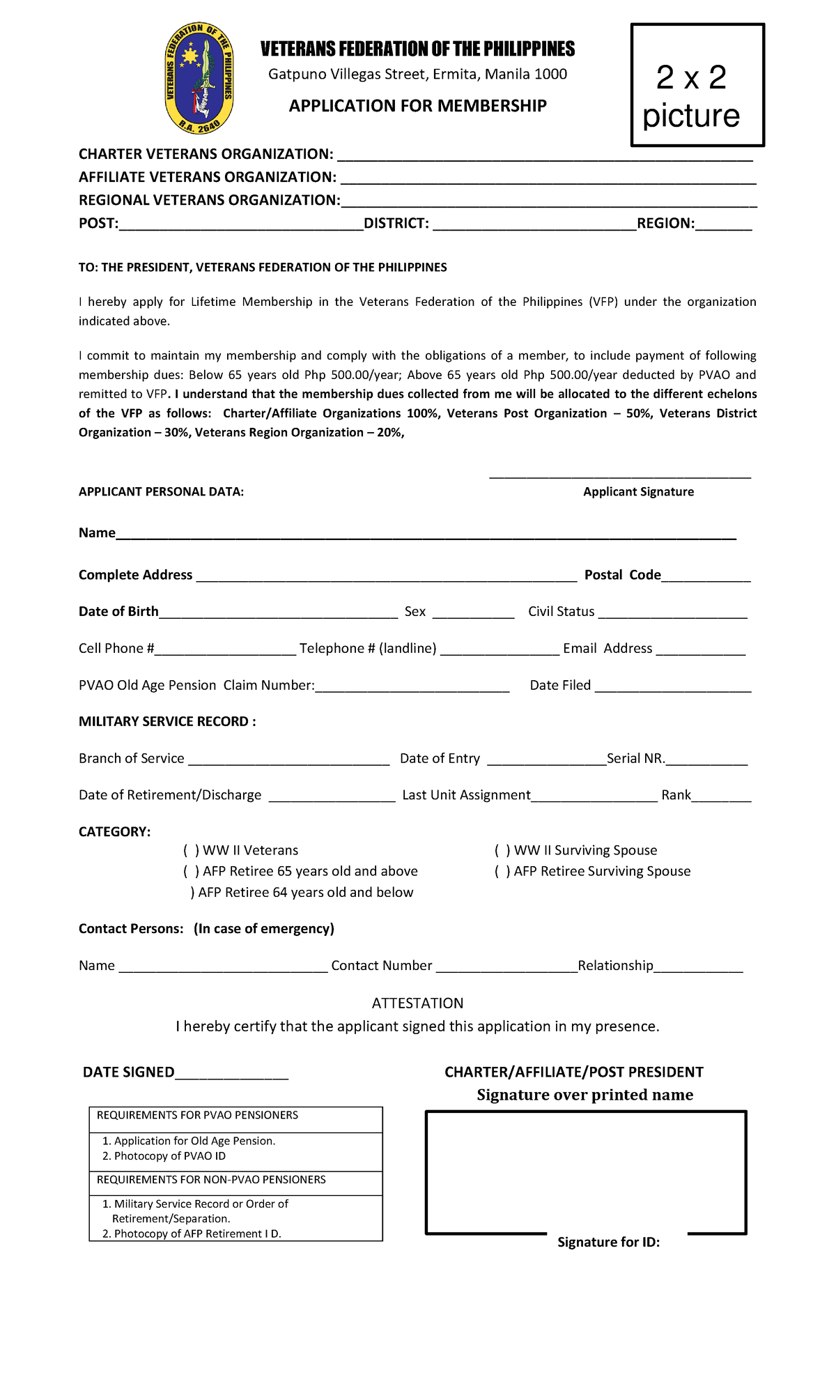 Application for VFP Membership 1 ghghhvhvjhfyfghcbgcgdgfdgrdfxf ...