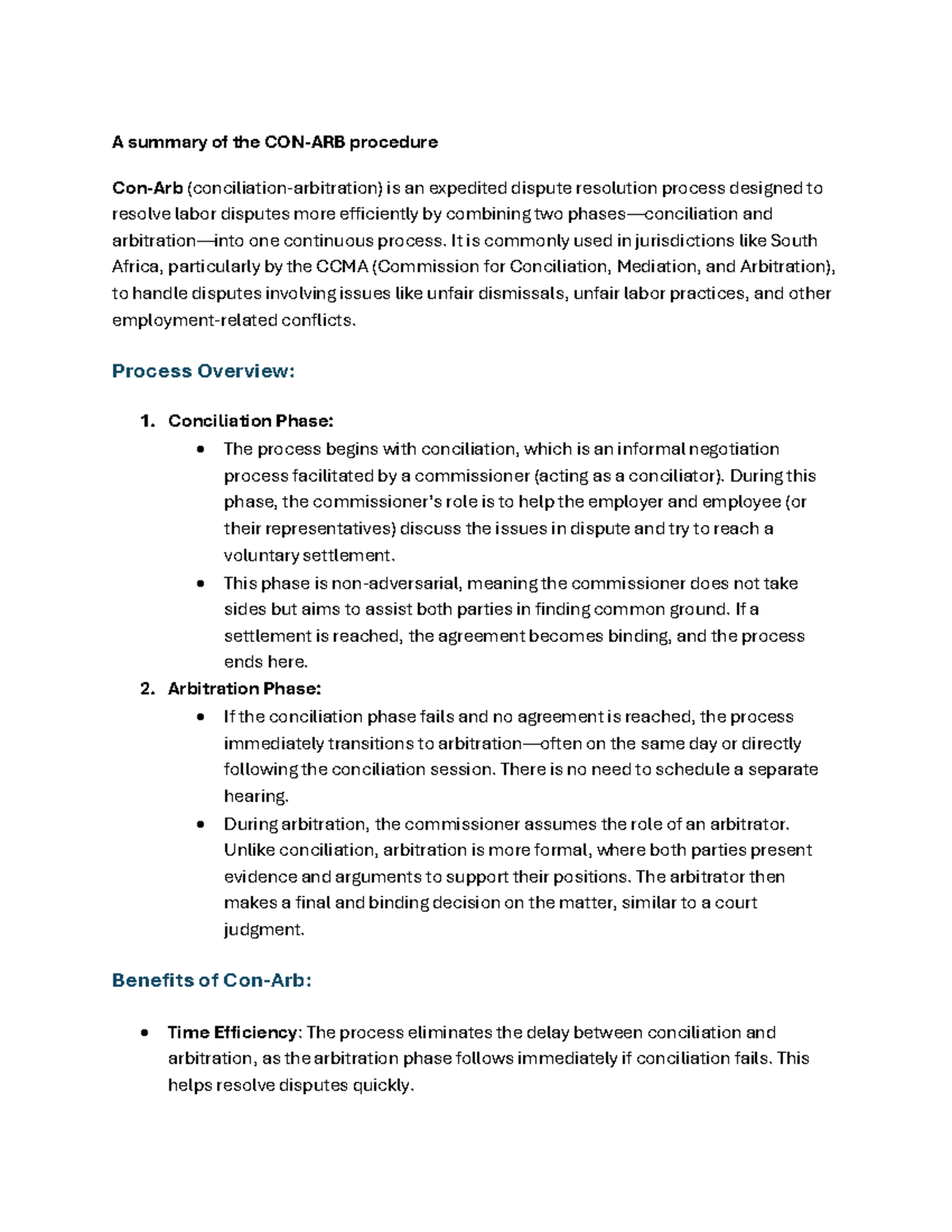 Con-arb procedure - A summary of the CON-ARB procedure Con-Arb ...