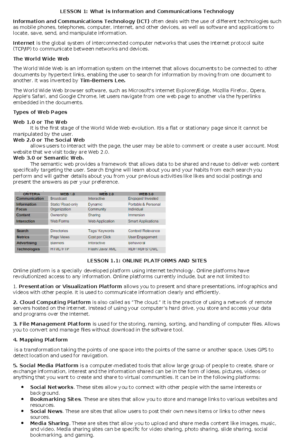 Lesson 1 pdf - LESSON 1: What is Information and Communications ...