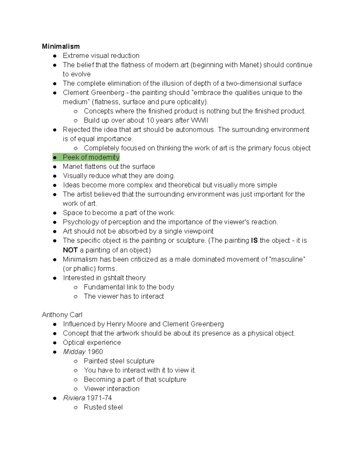 Art Hist lecture 16 pt 1 - Minimalism Extreme visual reduction The ...