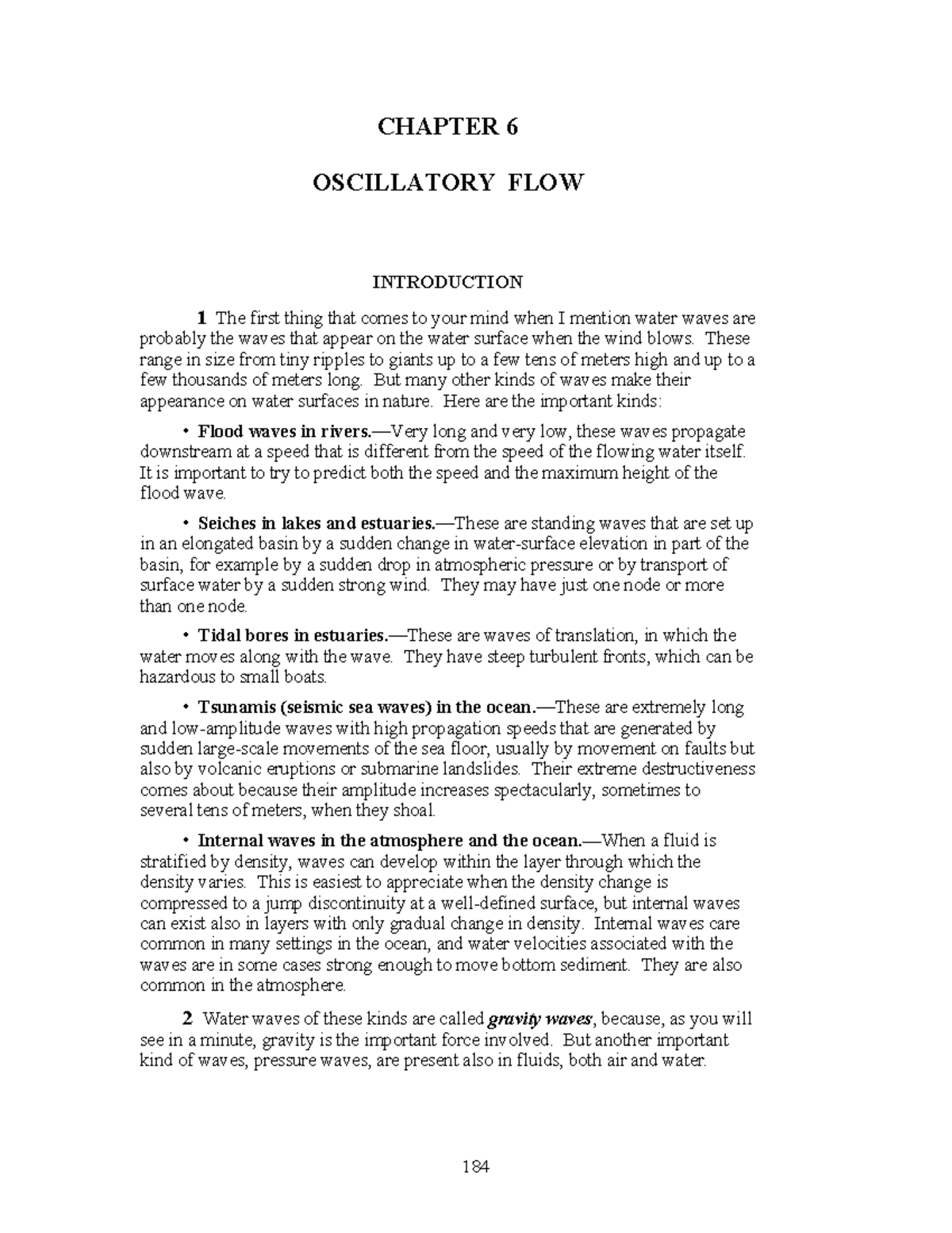 Ch6 - sedimentology - CHAPTER 6 OSCILLATORY FLOW INTRODUCTION 1 The ...