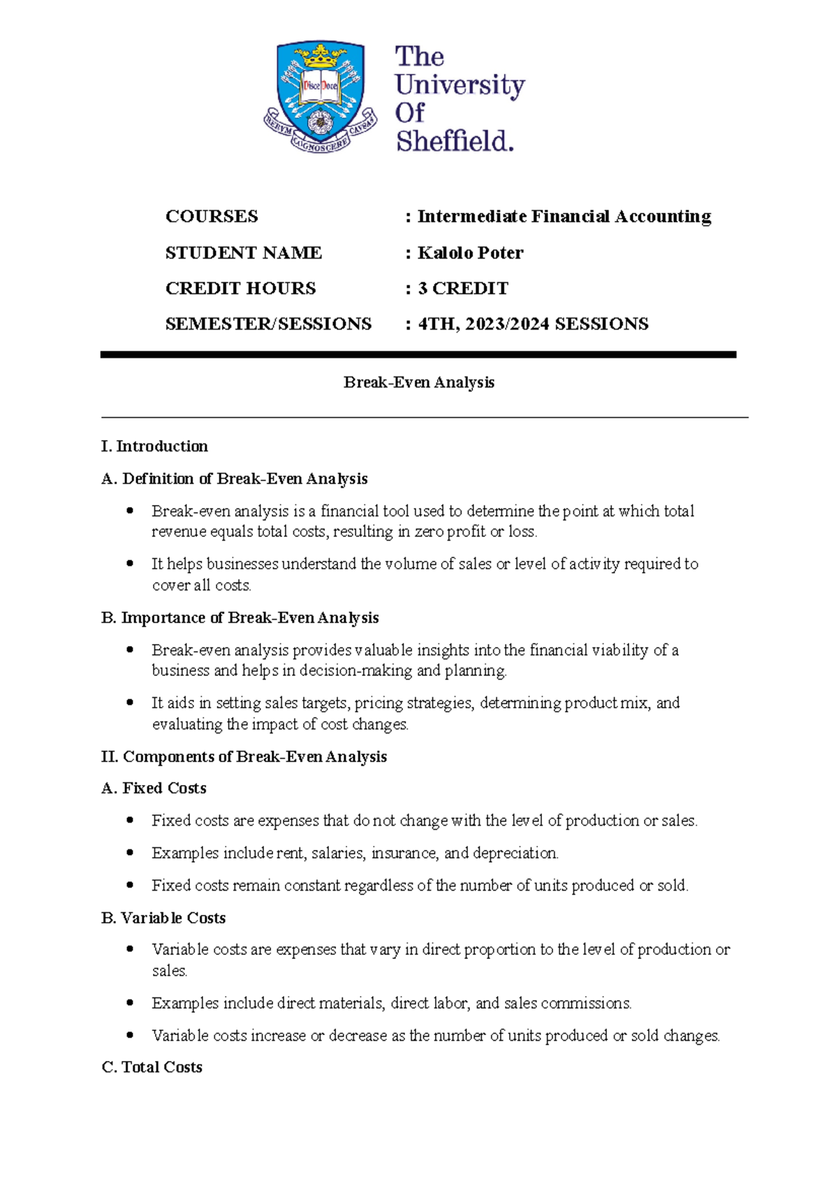 Allocation of Manufacturing Overhead Costs - COURSES : Intermediate Financial Accounting STUDENT ...