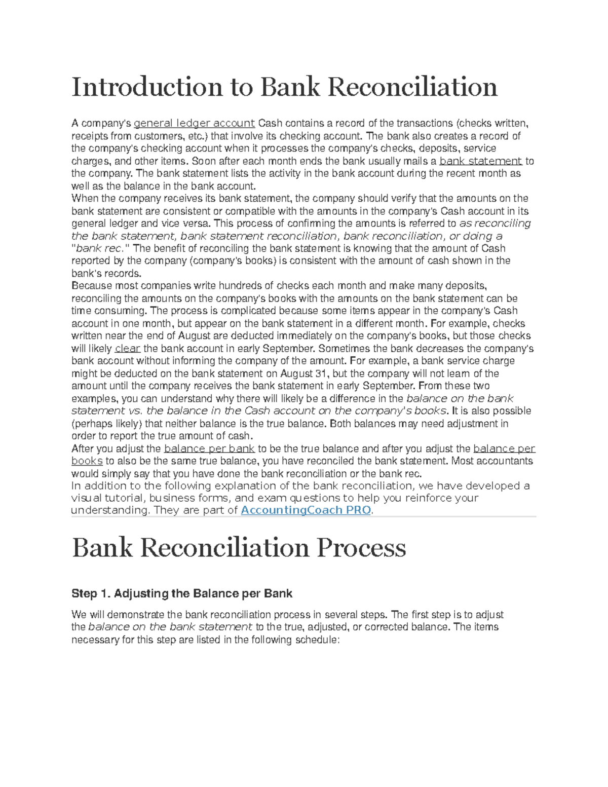 12 Bank Reconciliation - Introduction to Bank Reconciliation A company ...