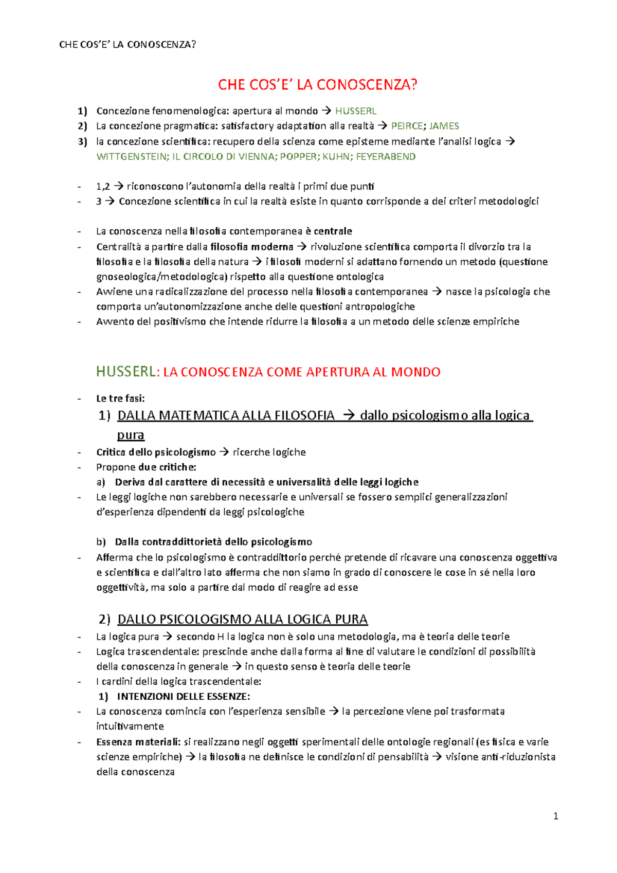 4. Che cos'è la conoscenza - CHE COS’E’ LA CONOSCENZA? Concezione ...