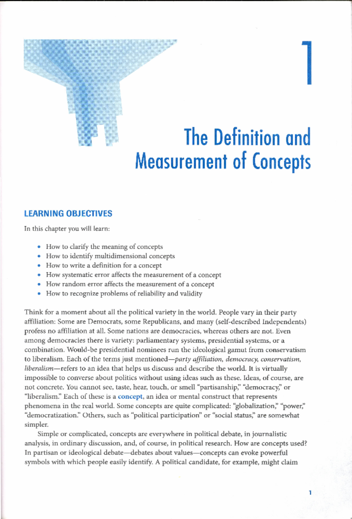 Chapter 1-The Definition and Measurement of Concepts - 1 The Definition ...