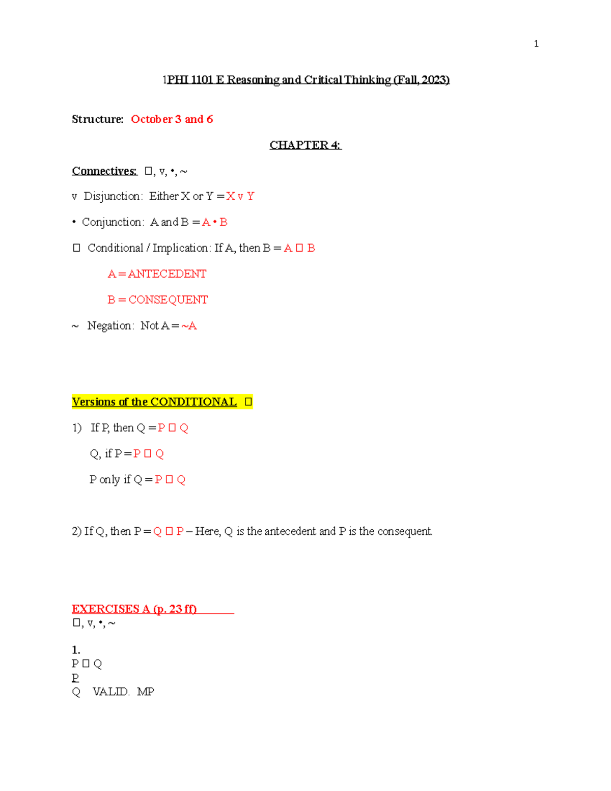 Formal logic and reasoning - 1 PHI 1101 E Reasoning and Critical ...
