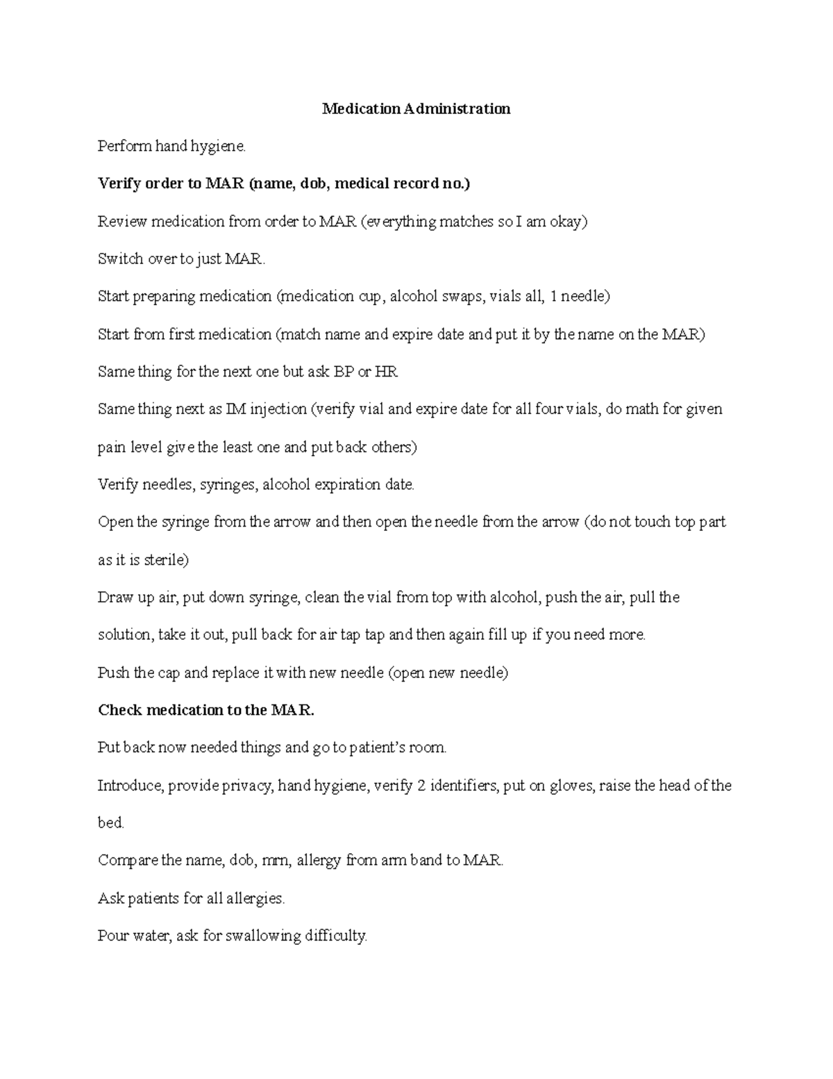 Medication Administration Script - Medication Administration Perform ...