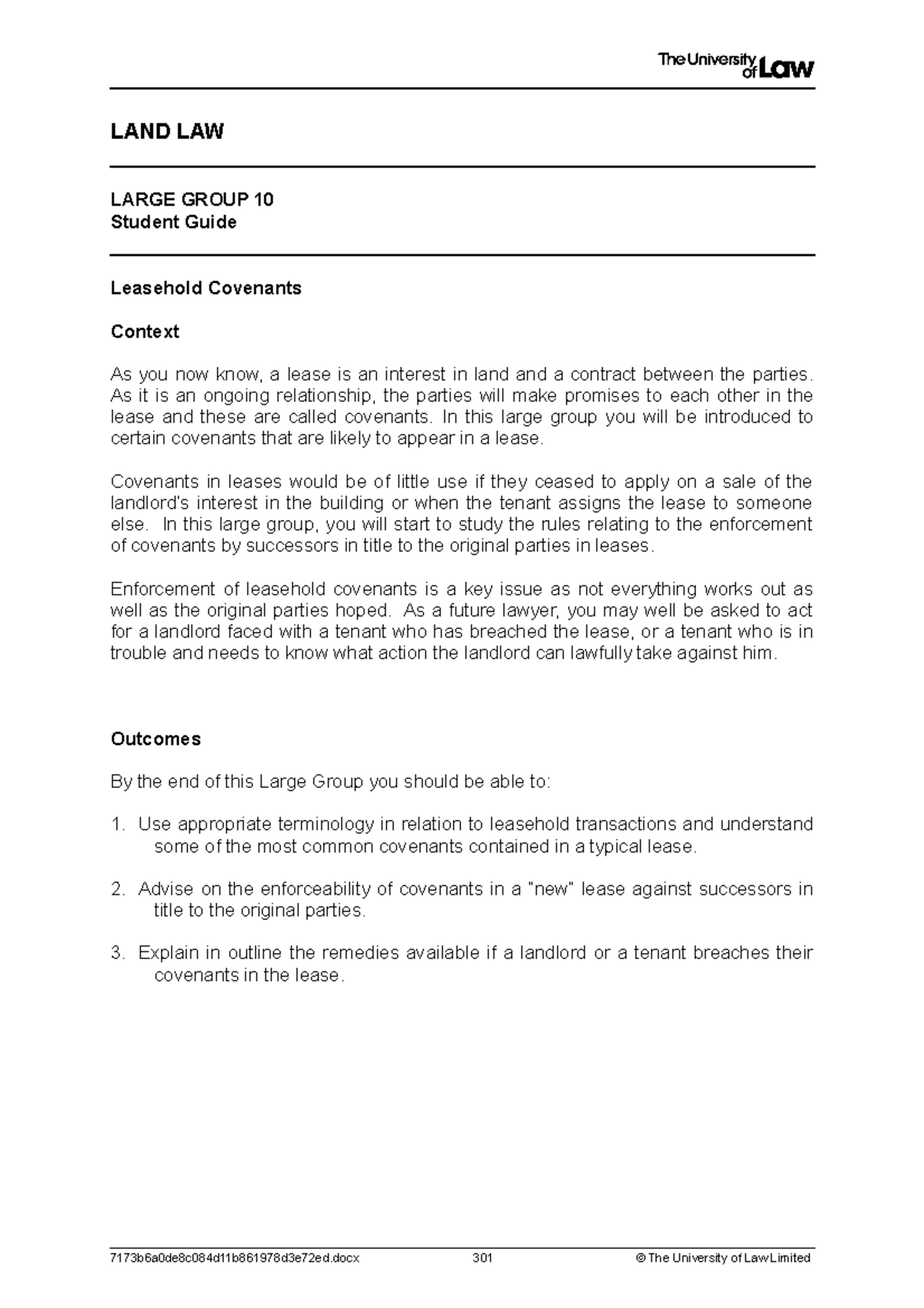 Land Law LG10 - ...kdnsvln - LAND LAW LARGE GROUP 10 Student Guide ...