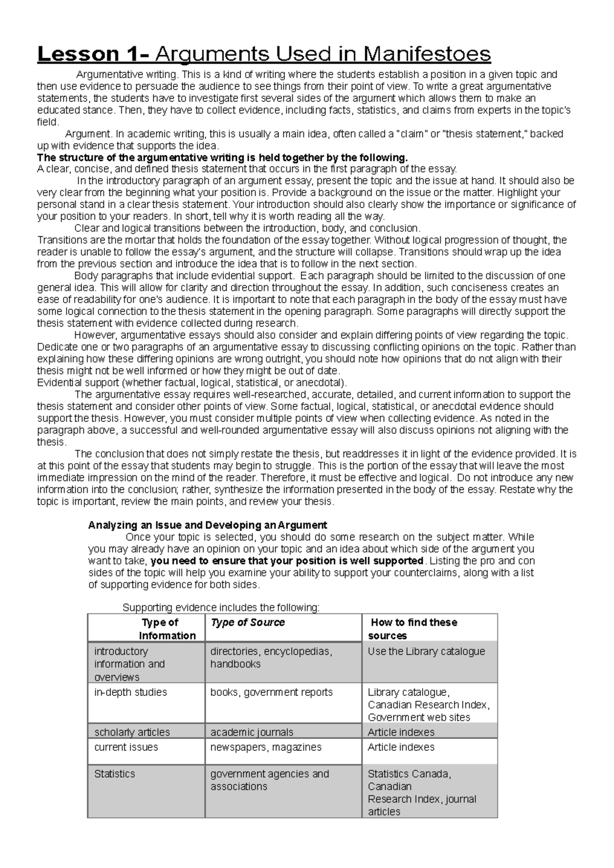 EAPP Q2 Lesson 1 4 - Lesson 1- Arguments Used in Manifestoes ...