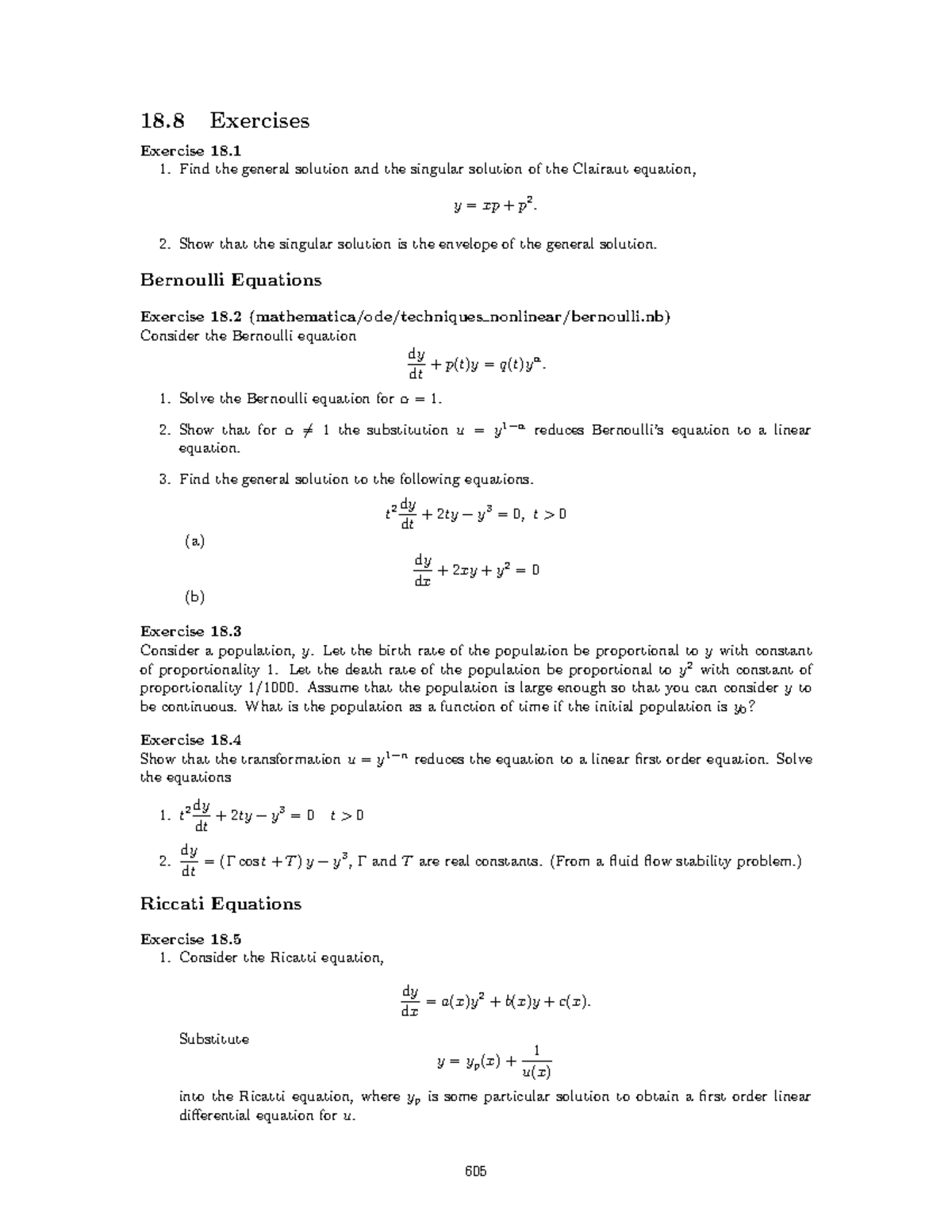 Ref MATH Adv Math Methods Sean Mauch-157 - 18 Exercises Exercise 18. 1 ...