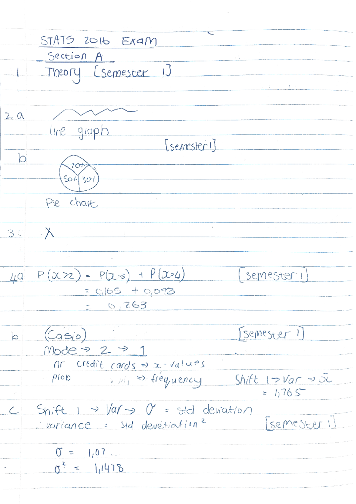 Stats Exam 2016 MEMO + notes - 188 - Studocu