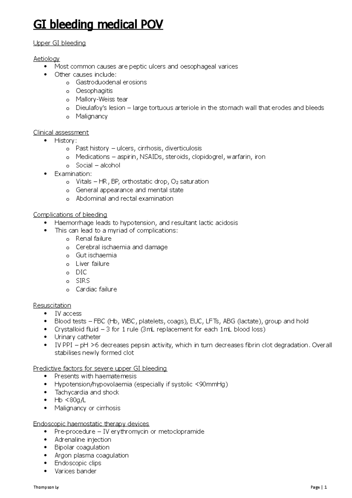 GI bleeding medical POV - GI bleeding medical POV Upper GI bleeding ...