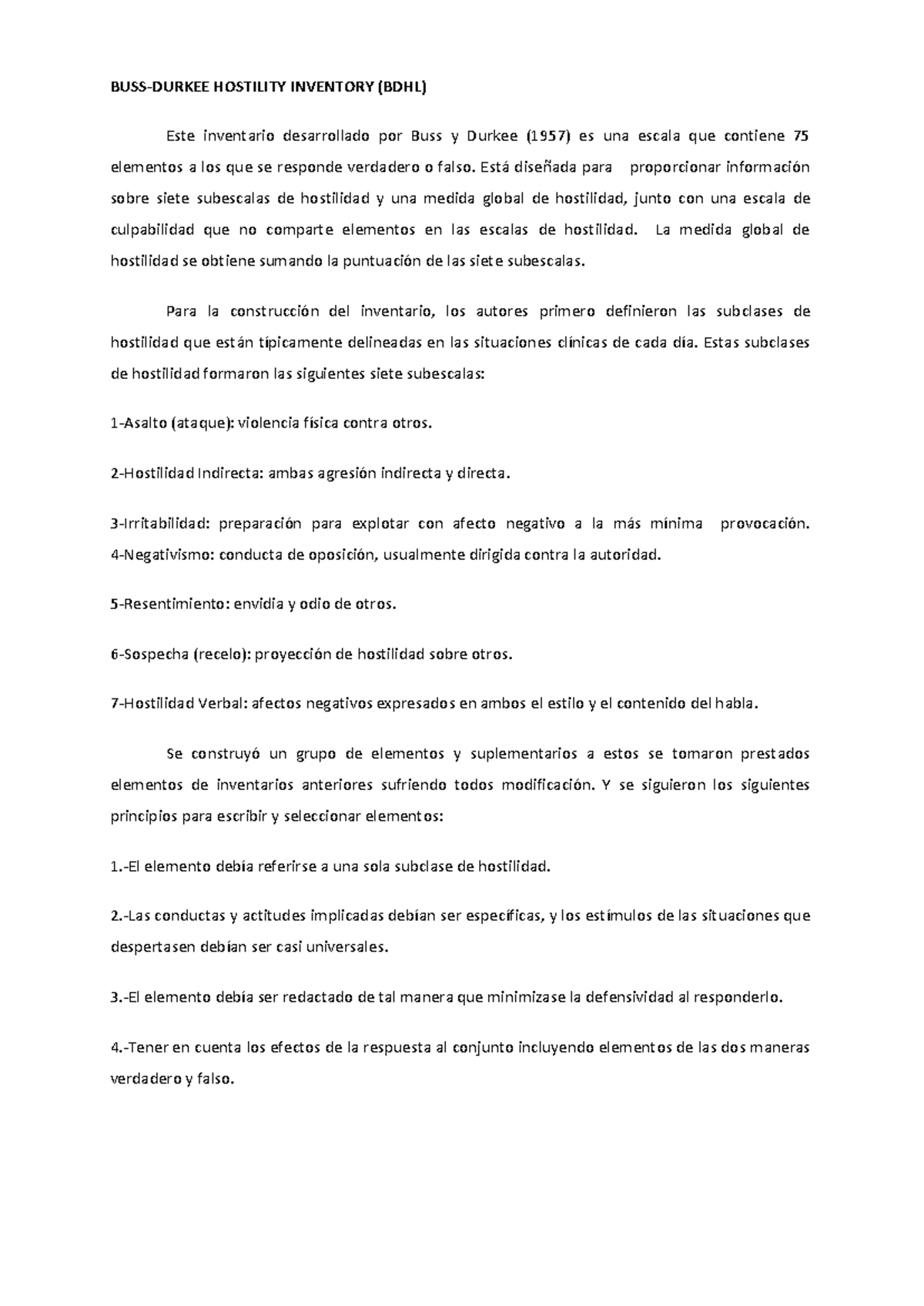 Test de Hostilidad BDHI (descripción) - BUSS-DURKEE HOSTILITY INVENTORY ...