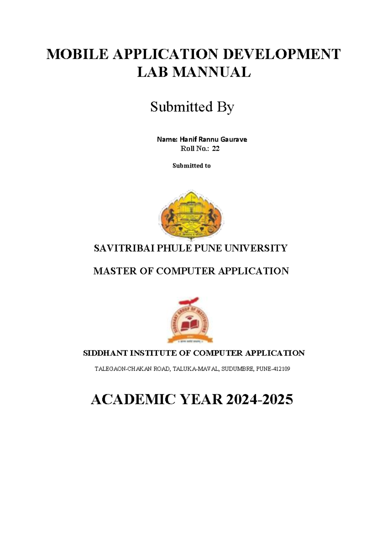 KRAI LAB Mannual - kjhesfhiuchIU - MOBILE APPLICATION DEVELOPMENT LAB ...