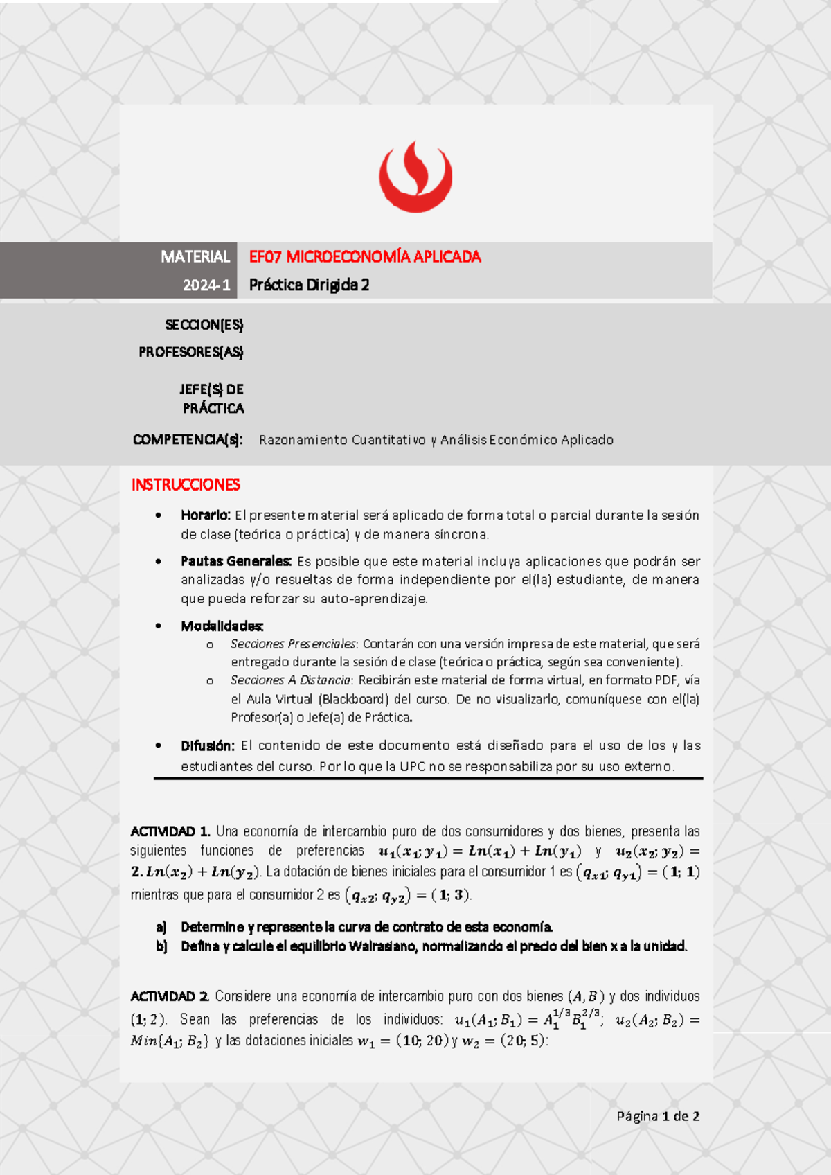 PD2 2024-1 - Práctica dirigida 02 - Página 1 de 2 INSTRUCCIONES Horario: El presente material ...