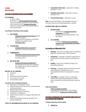 Reviewer - FABM - notes for fabm 1 - FABM - REVIEWER Introduction to ...