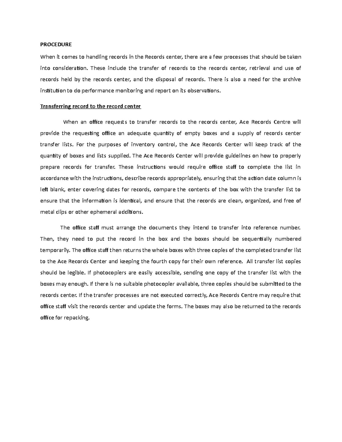IMR454 Procedures - education purpose only - PROCEDURE When it comes to ...