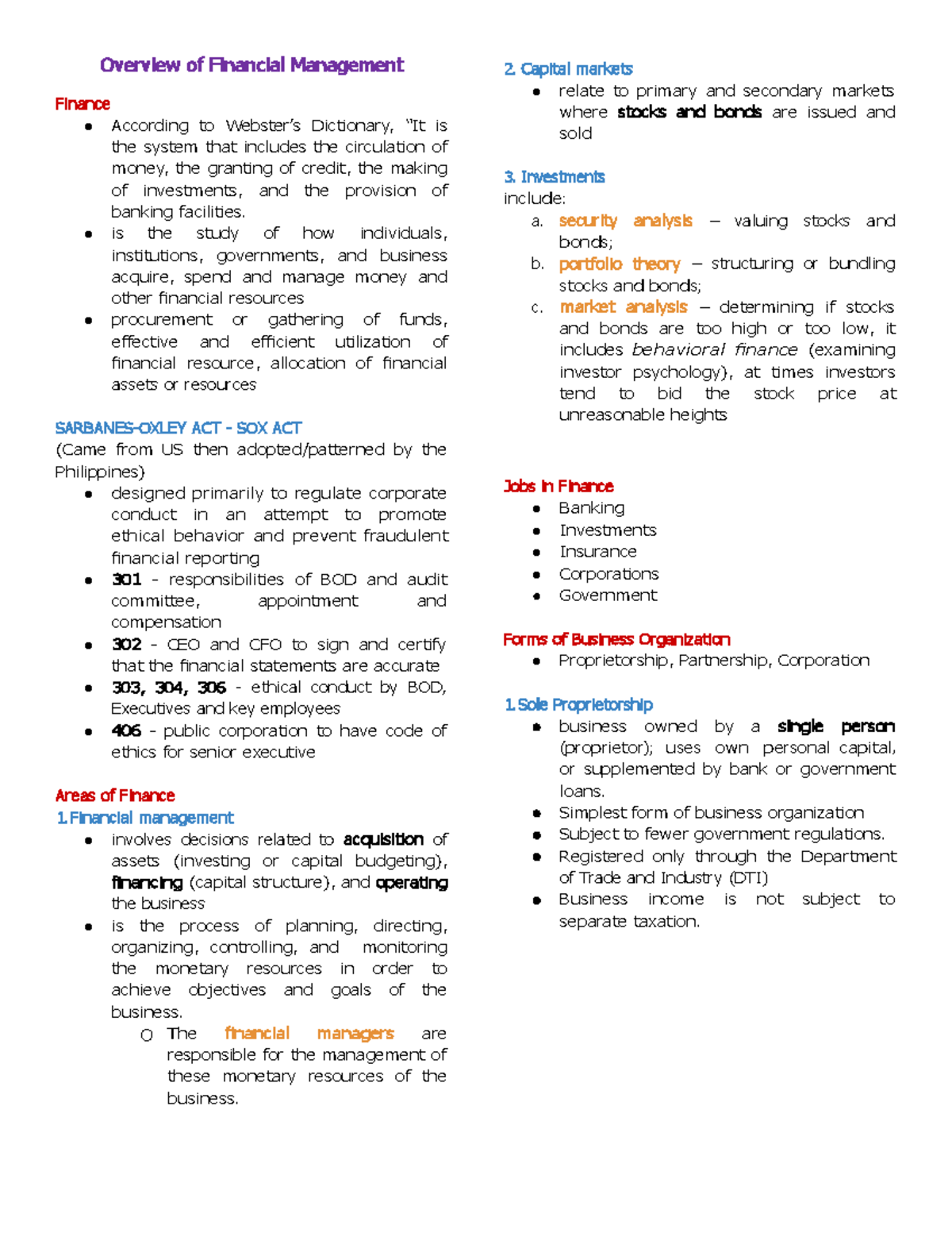 Introduction to Financial Management - Overview of Financial Management ...