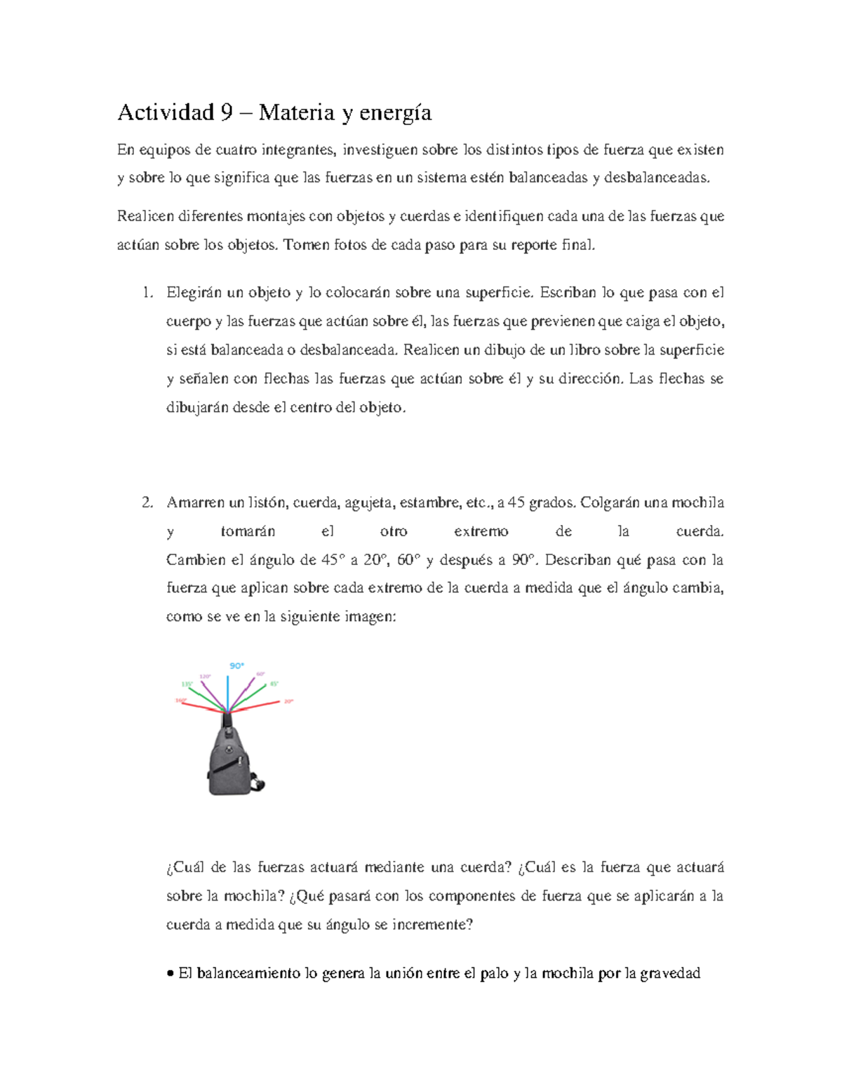 Actividad 9 Materia y energia - Actividad 9 – Materia y energía En ...