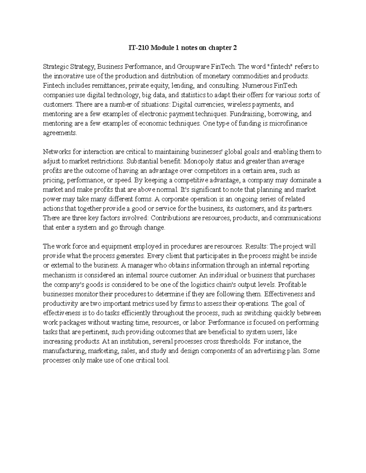 IT-210 Module 1 notes on chapter 2 - IT-210 Module 1 notes on chapter 2 ...