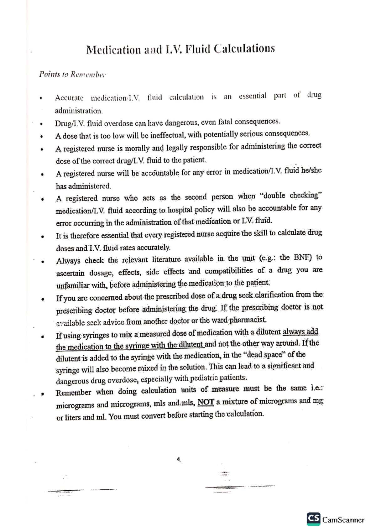 Medication and IV fluids calculation Points to remember - Advance ...