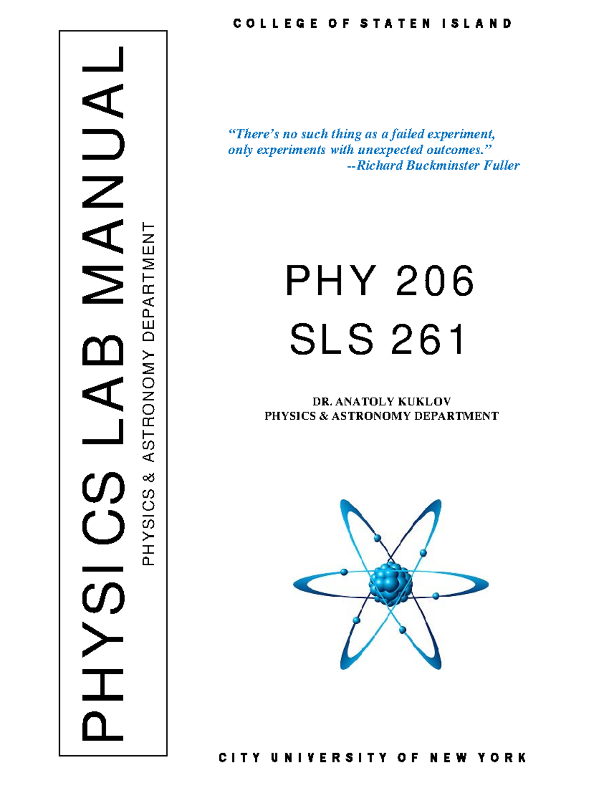 PHY206SLS261Lab Manual, and all the steps of lab report - PHYSICS LAB ...