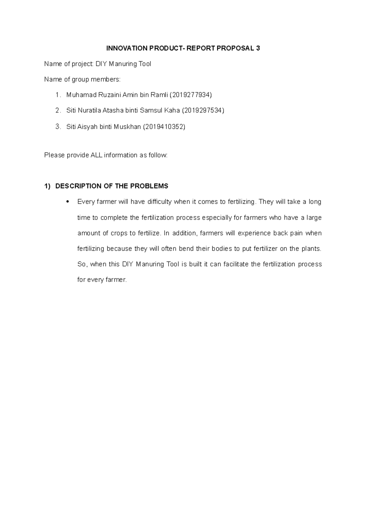 Innovation Product- Report Proposal 3 - INNOVATION PRODUCT- REPORT ...