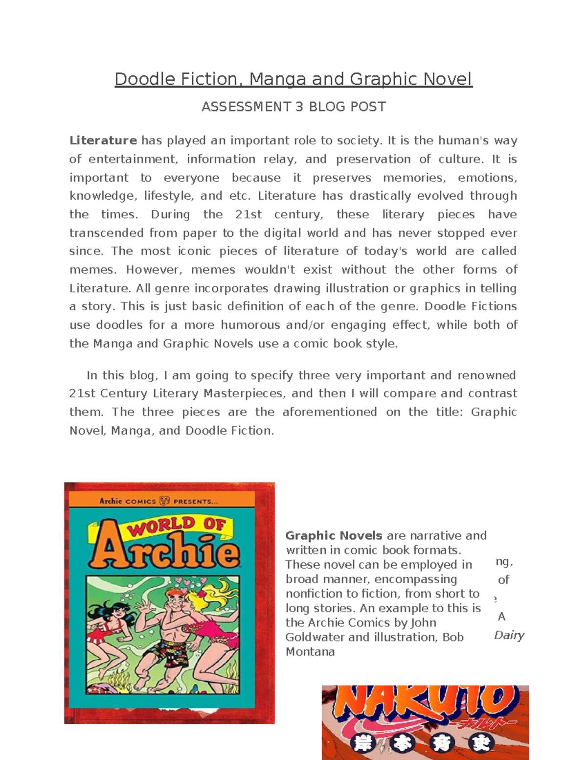 BLOG POST - an example of blog post essay - Doodle Fiction, Manga and ...