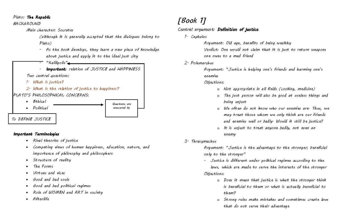 A Study Guide to the Republic by Plato C - Questions are answered by To ...