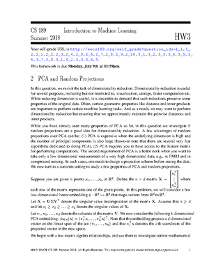 Hw9 - HW 9 - EECS 189 Introduction to Machine Learning Fall 2020 HW This homework is ...