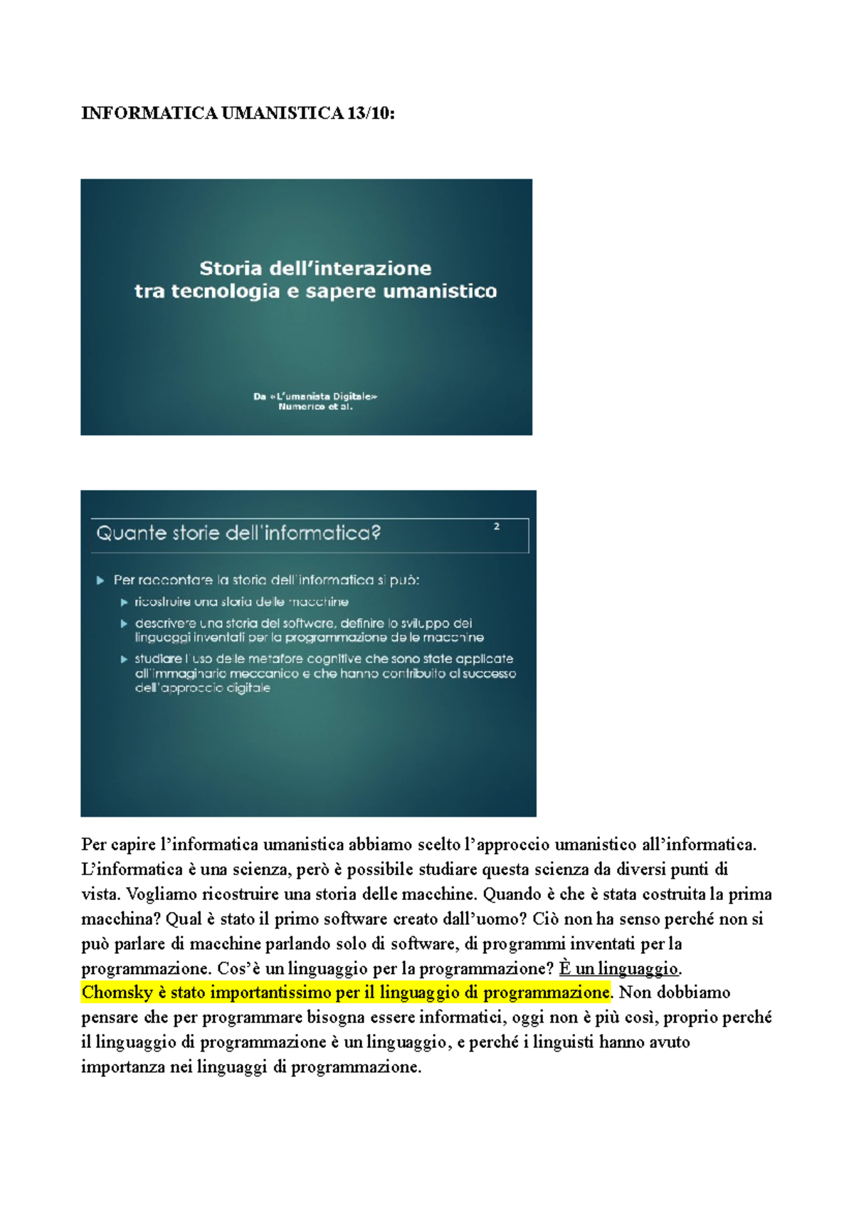 2. Lezione 13 ottobre 2021 - INFORMATICA UMANISTICA 13/10: Per capire l ...