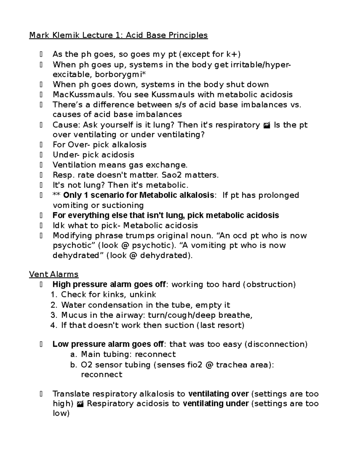 Mark Klemik Lectures - study notes - N410 - Studocu