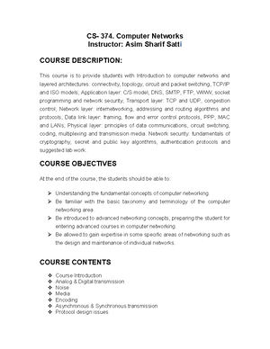Course Contents CN - Summary computer networks - CS- 374. Computer ...