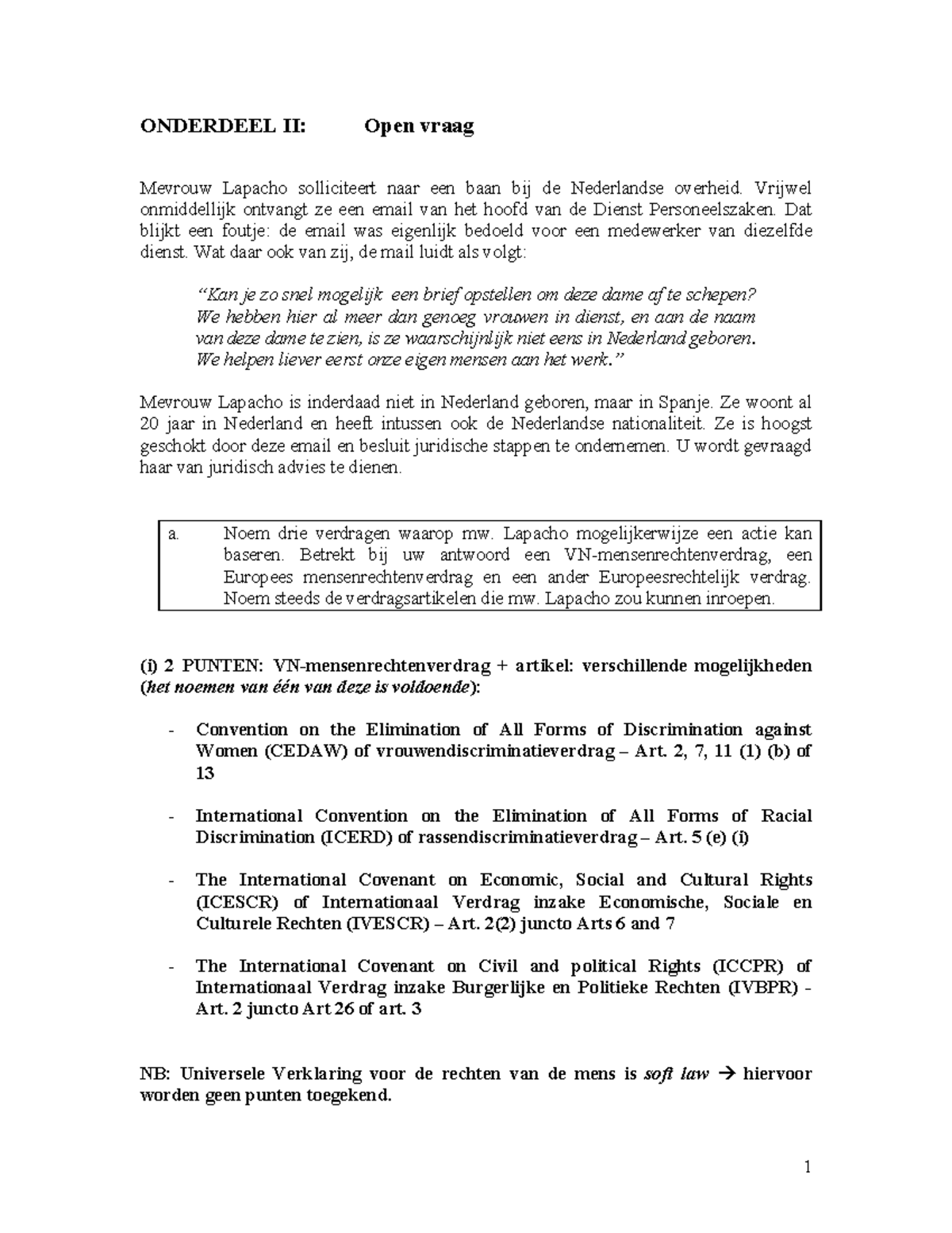 Een voorbeeld van een open vraag, met antwoord - ONDERDEEL II: Open ...