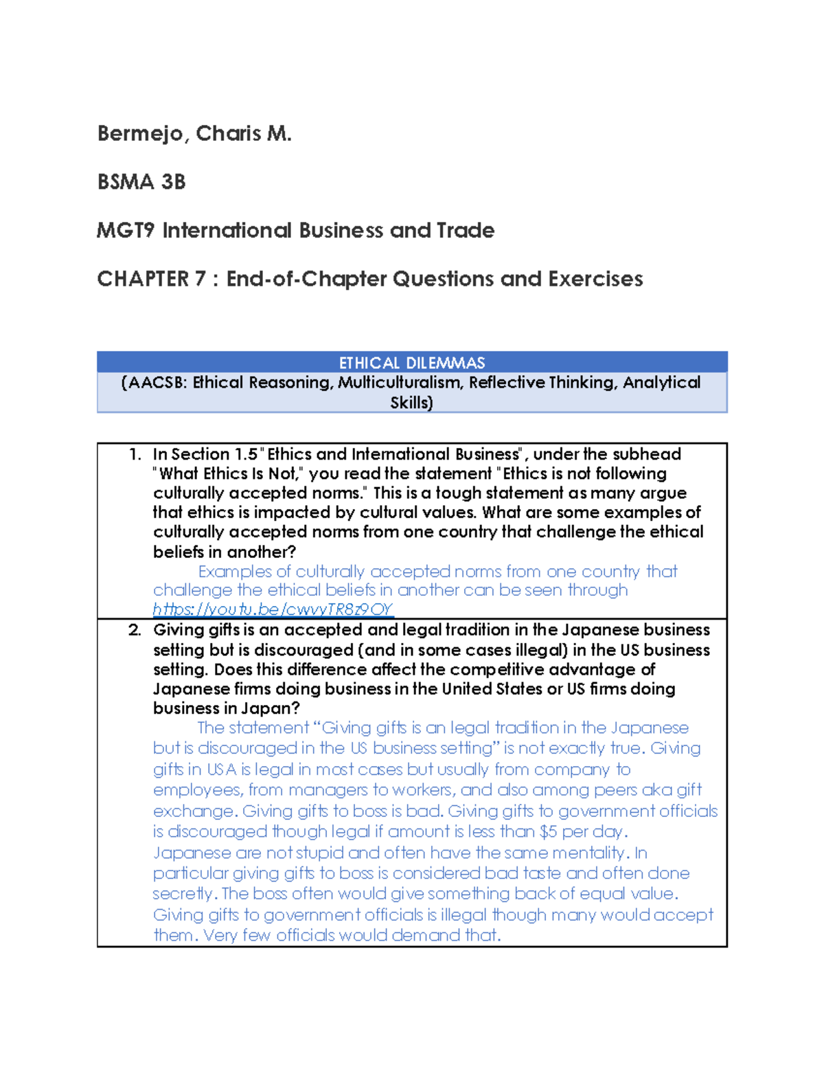 MGT9 Chapter 7 - MGT9 - Bermejo, Charis M. BSMA 3B MGT9 International ...