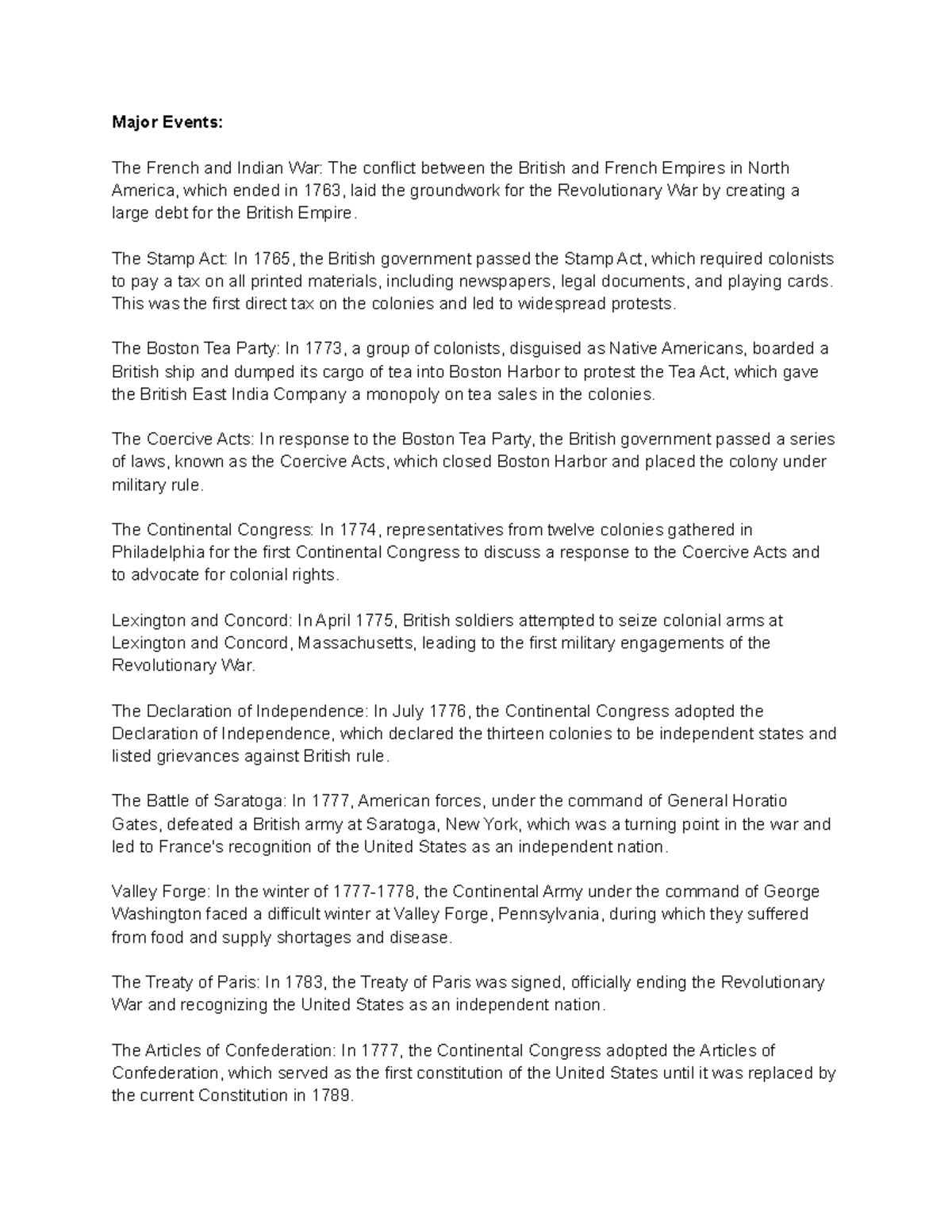 1775-1783 The American Revolutionary War - Major Events: The French and ...