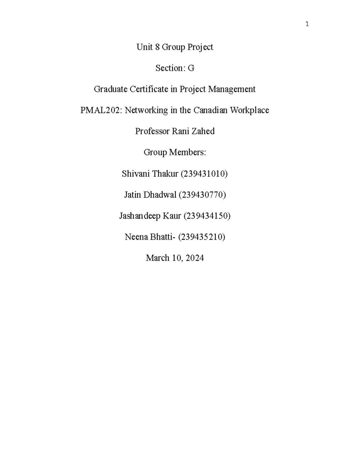 Unit 8 Group Project - Unit 8 Group Project Section: G Graduate ...