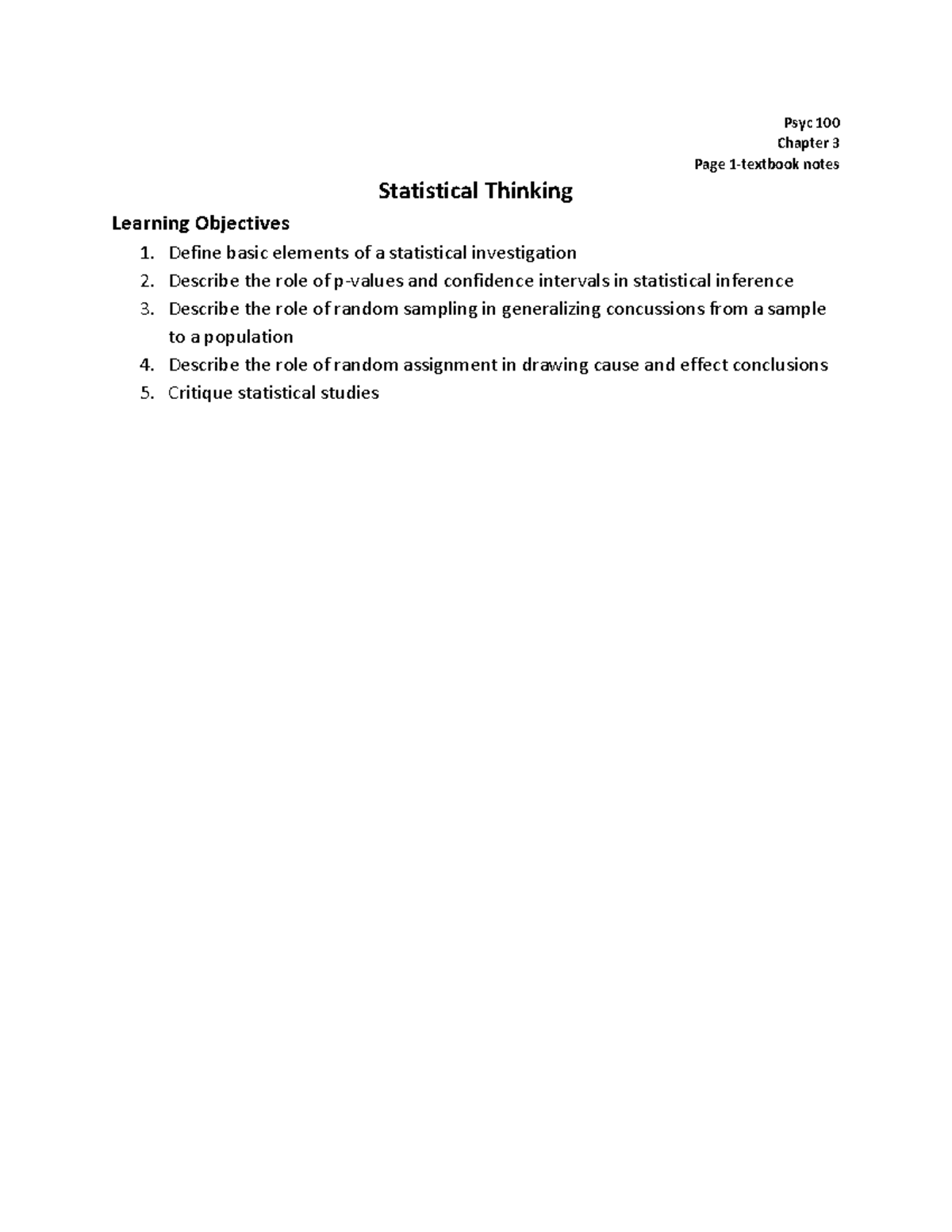 Statistical Thinking - Chapter 3 Page 1-textbook notes Statistical ...