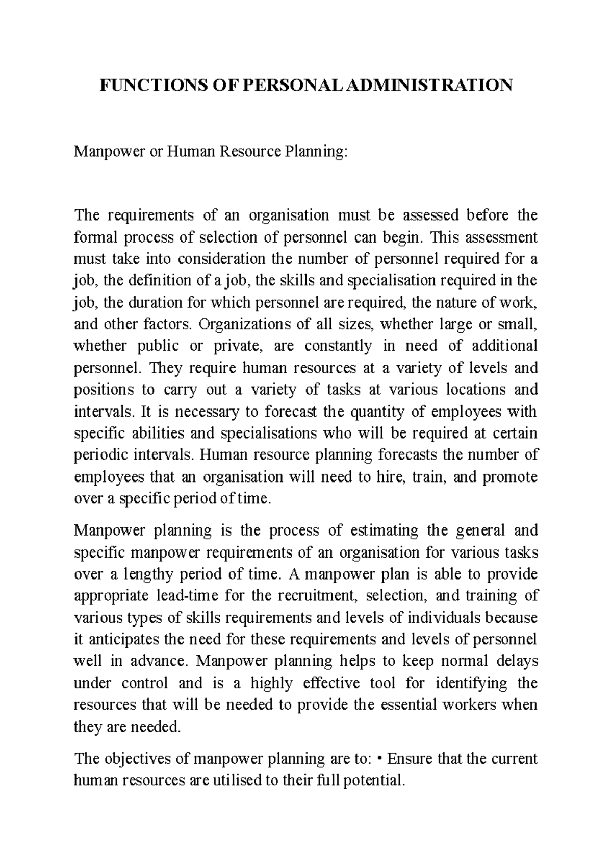 Functions OF Personal Administration - FUNCTIONS OF PERSONAL ...