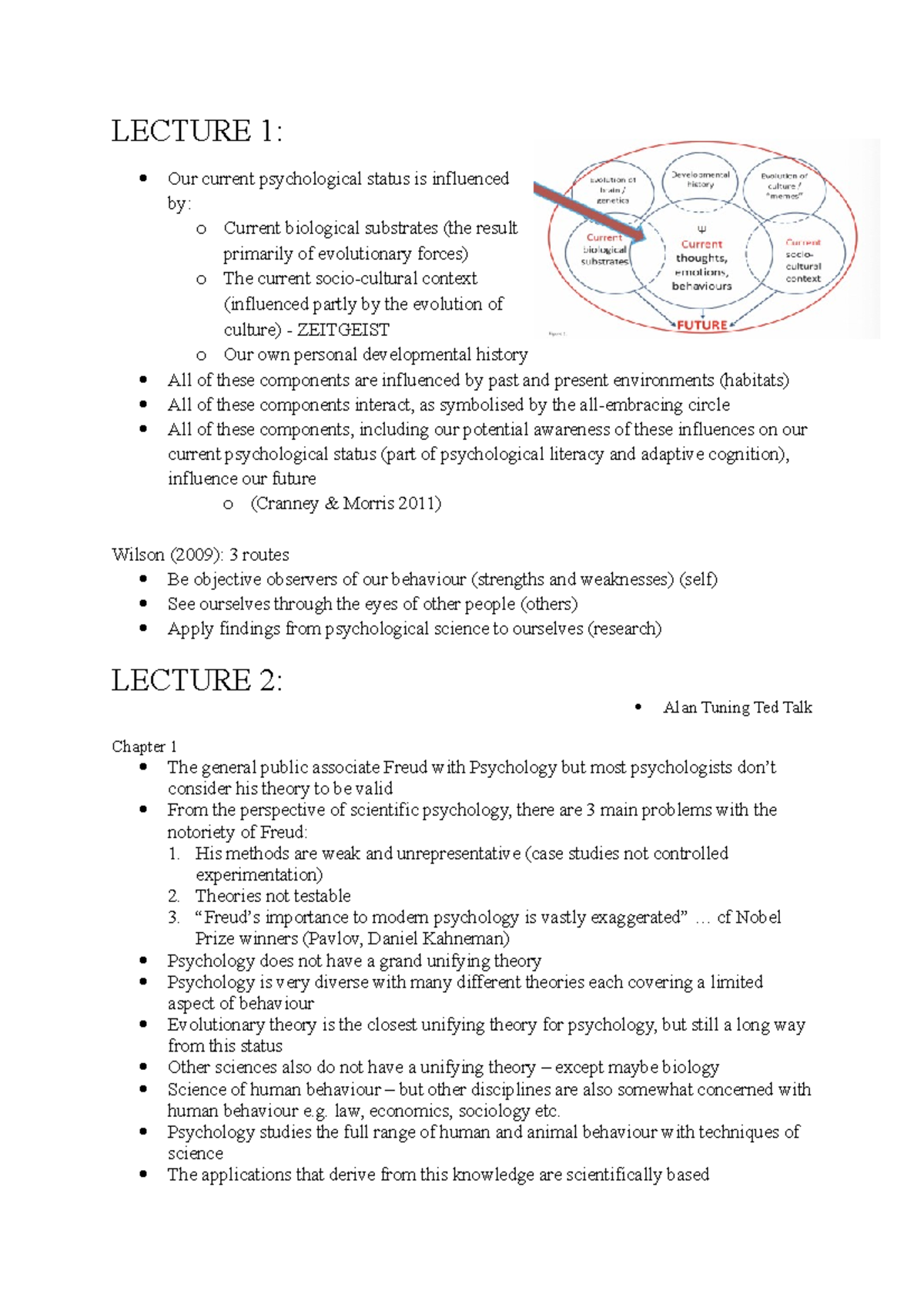 Lectures - Have fun with these - LECTURE 1: Our current psychological ...
