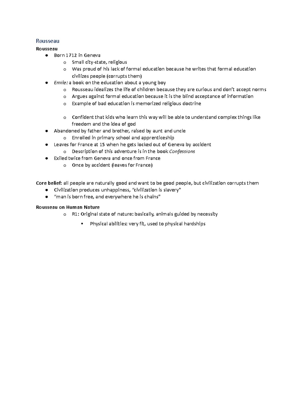 Copy of Rousseau - Rousseau Rousseau Born 1712 in Geneva o Small city ...