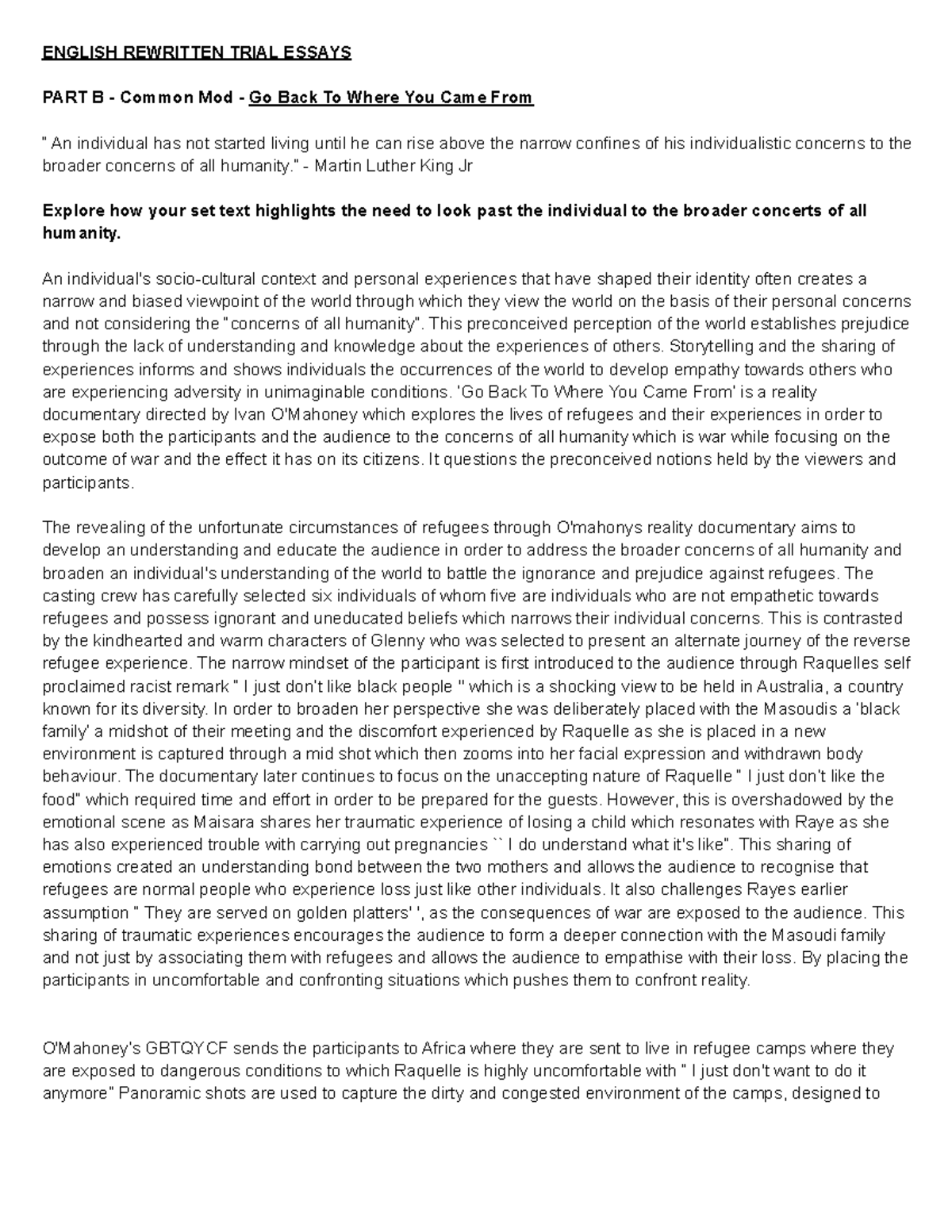 English Rewritten Trial Essays - Studocu