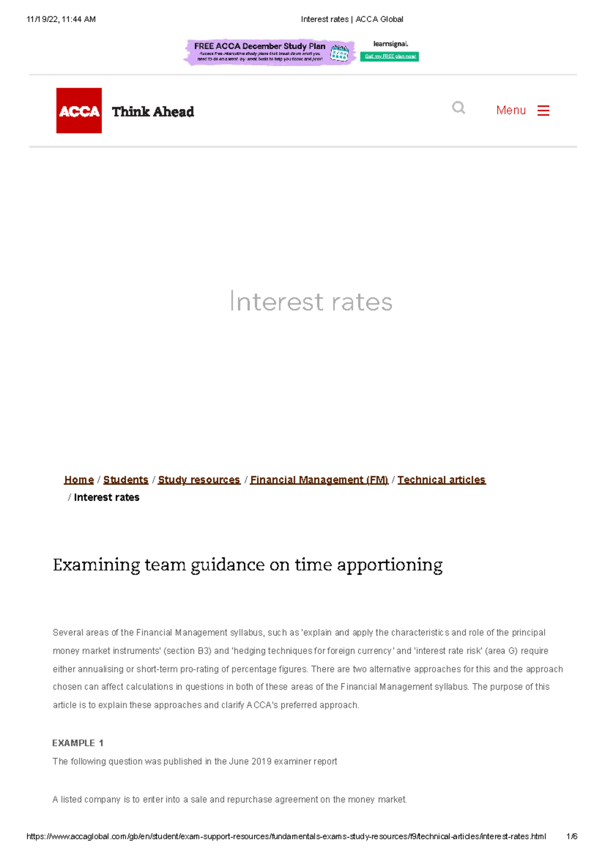 Interest rates ACCA Global - Home / Students / Study resources ...
