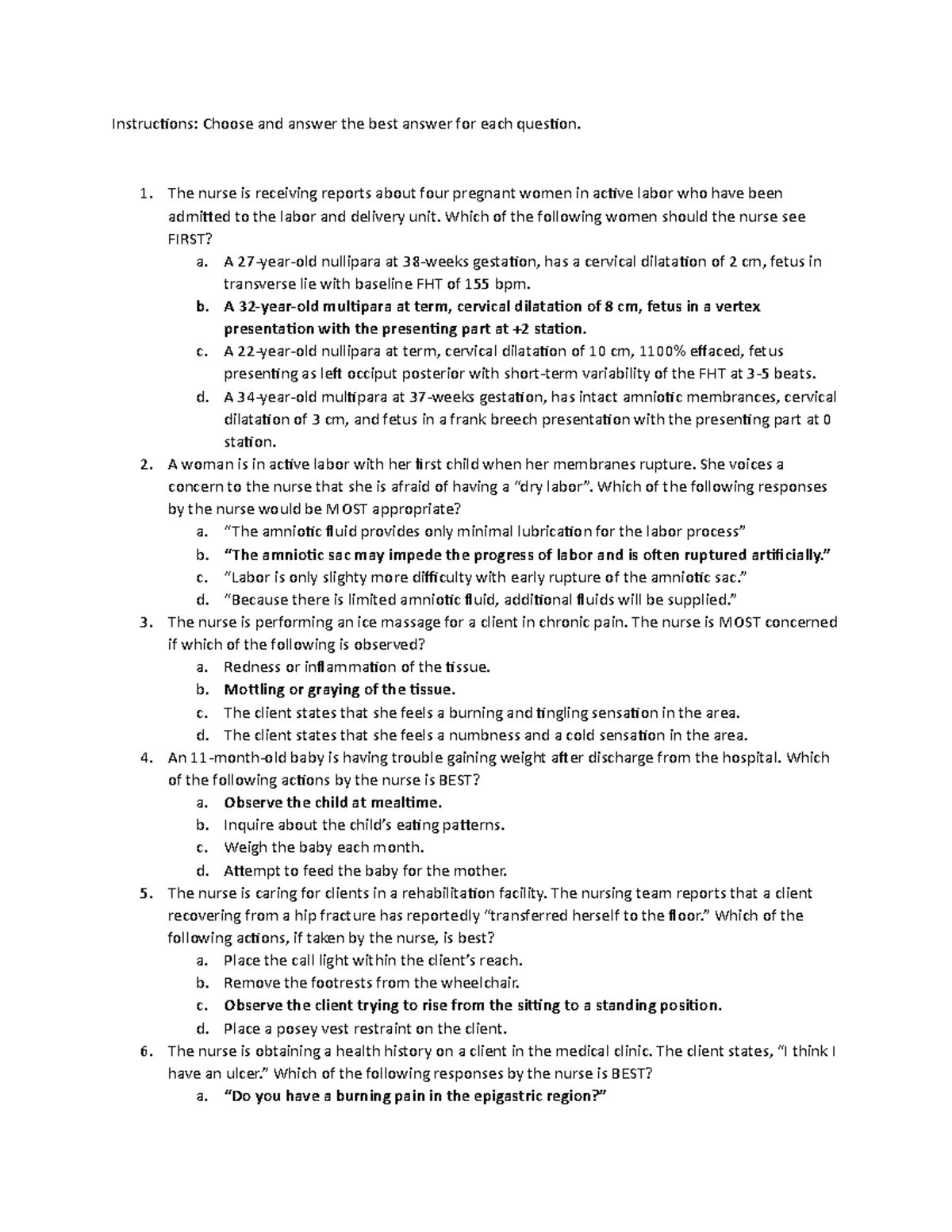 EXAM - This is only a review notes - Instructions: Choose and answer ...