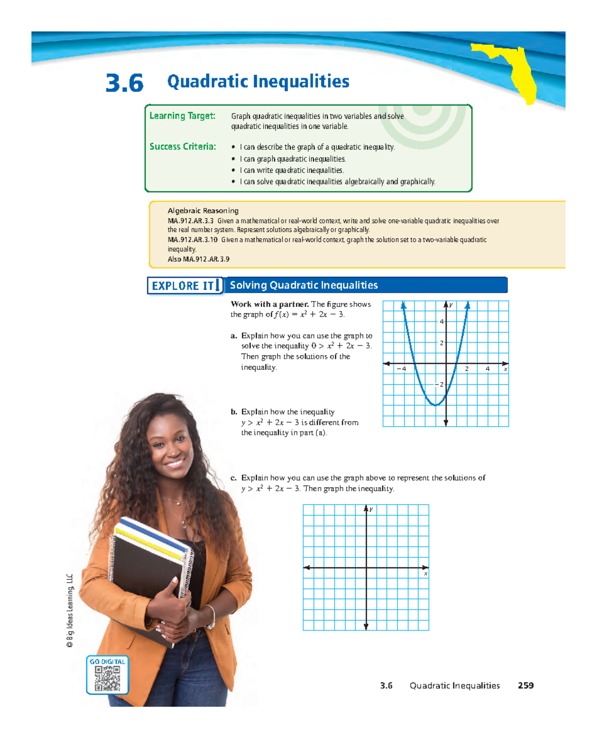 Lesson 3.6 Quadratic Inequalities - 3 Quadratic Inequalities 259 3 ...